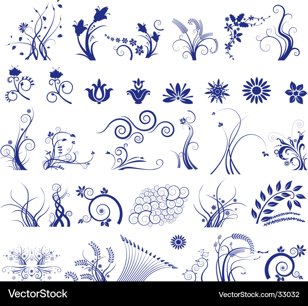 Floral Wave Patterns Royalty Free Vector Image