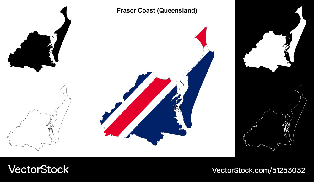 Fraser coast outline map Royalty Free Vector Image