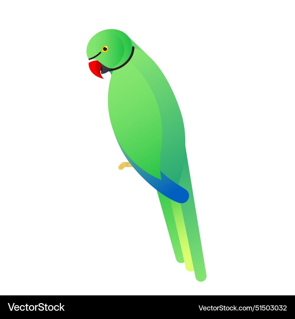 Green parrot isolated on background Royalty Free Vector