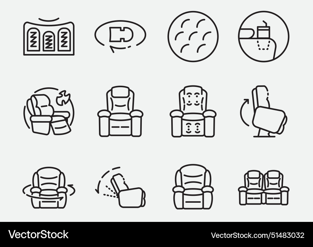 Modern Massage Recliner Icon Set Royalty Free Vector Image