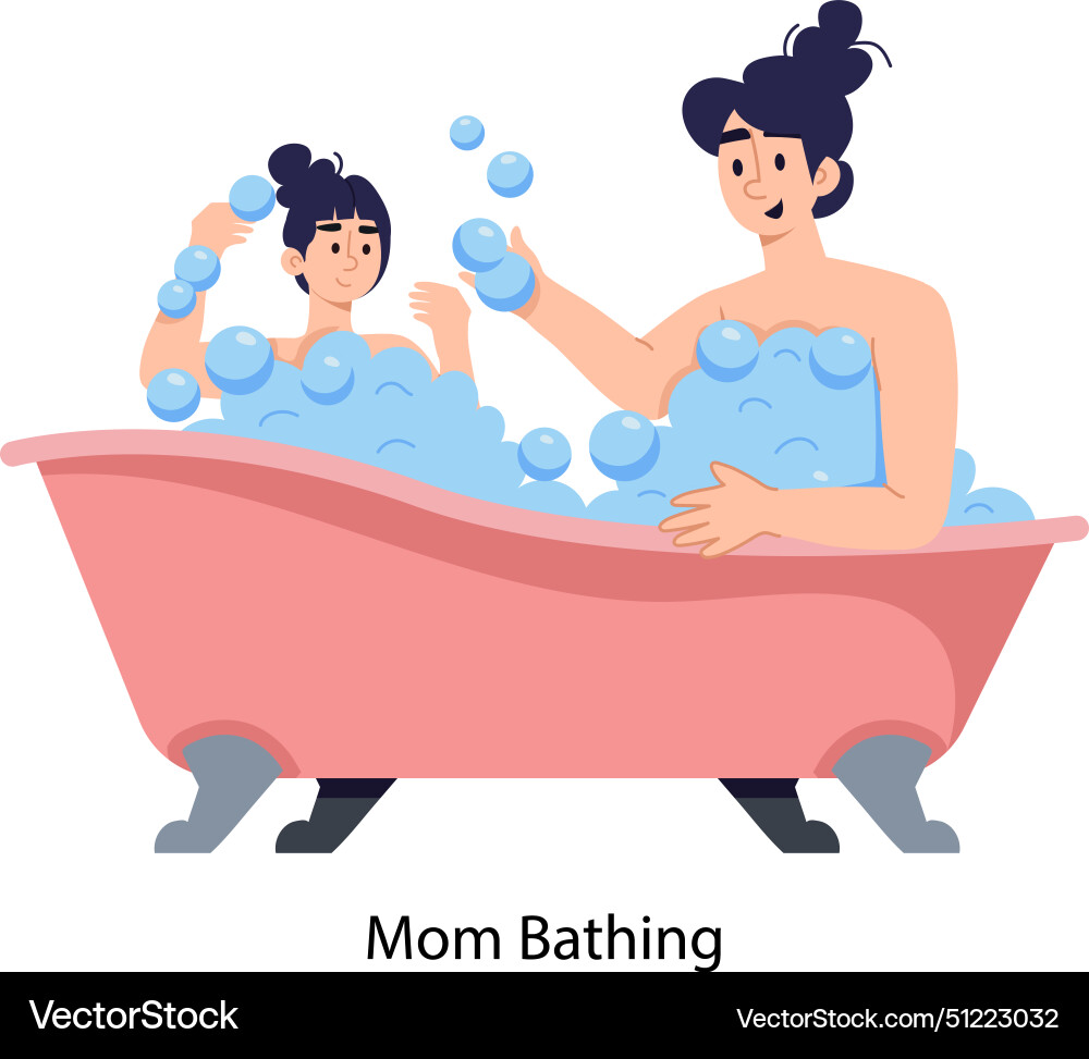 Mom bathing Royalty Free Vector Image - VectorStock