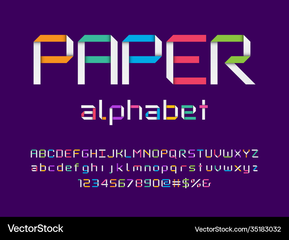 Paper fold font Royalty Free Vector Image - VectorStock