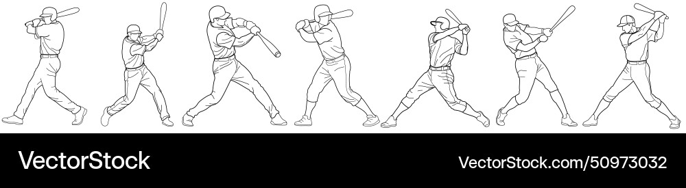 Set of baseball athletes Royalty Free Vector Image