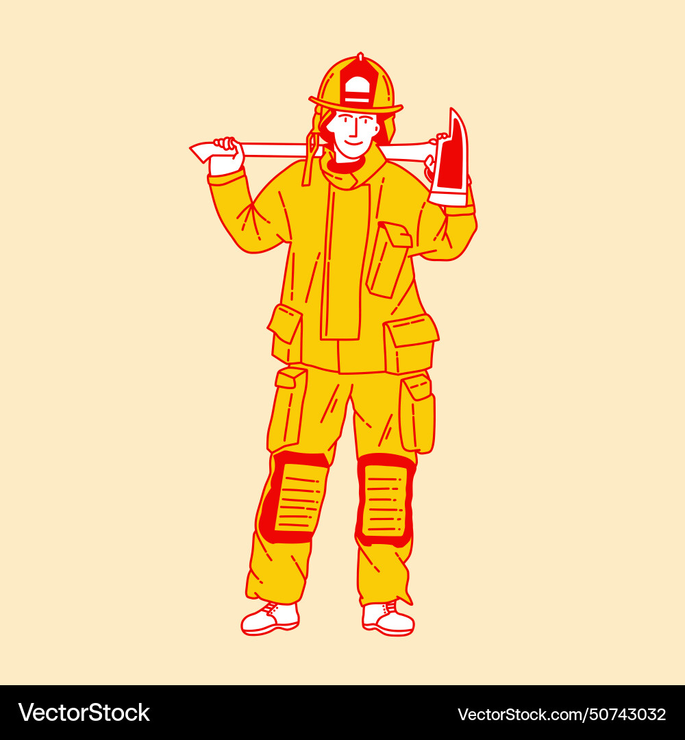 Simple cartoon of a firefighter 3 Royalty Free Vector Image