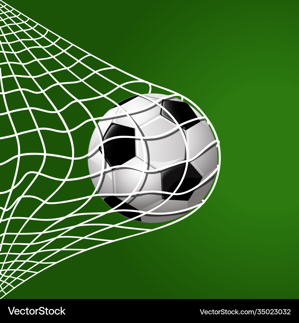 Soccer Ball in Goal Net Background Royalty Free Vector Image