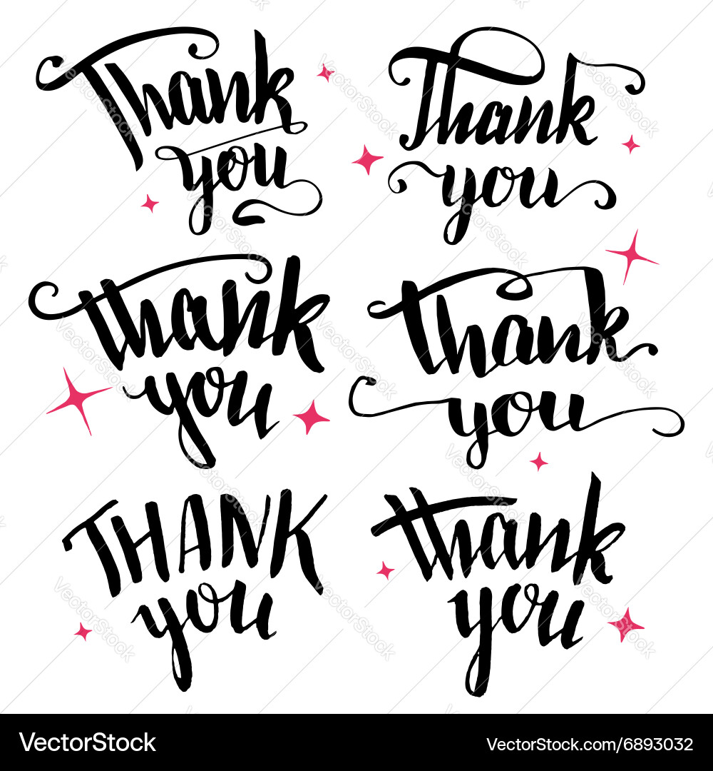 Thank you calligraphy collection Royalty Free Vector Image