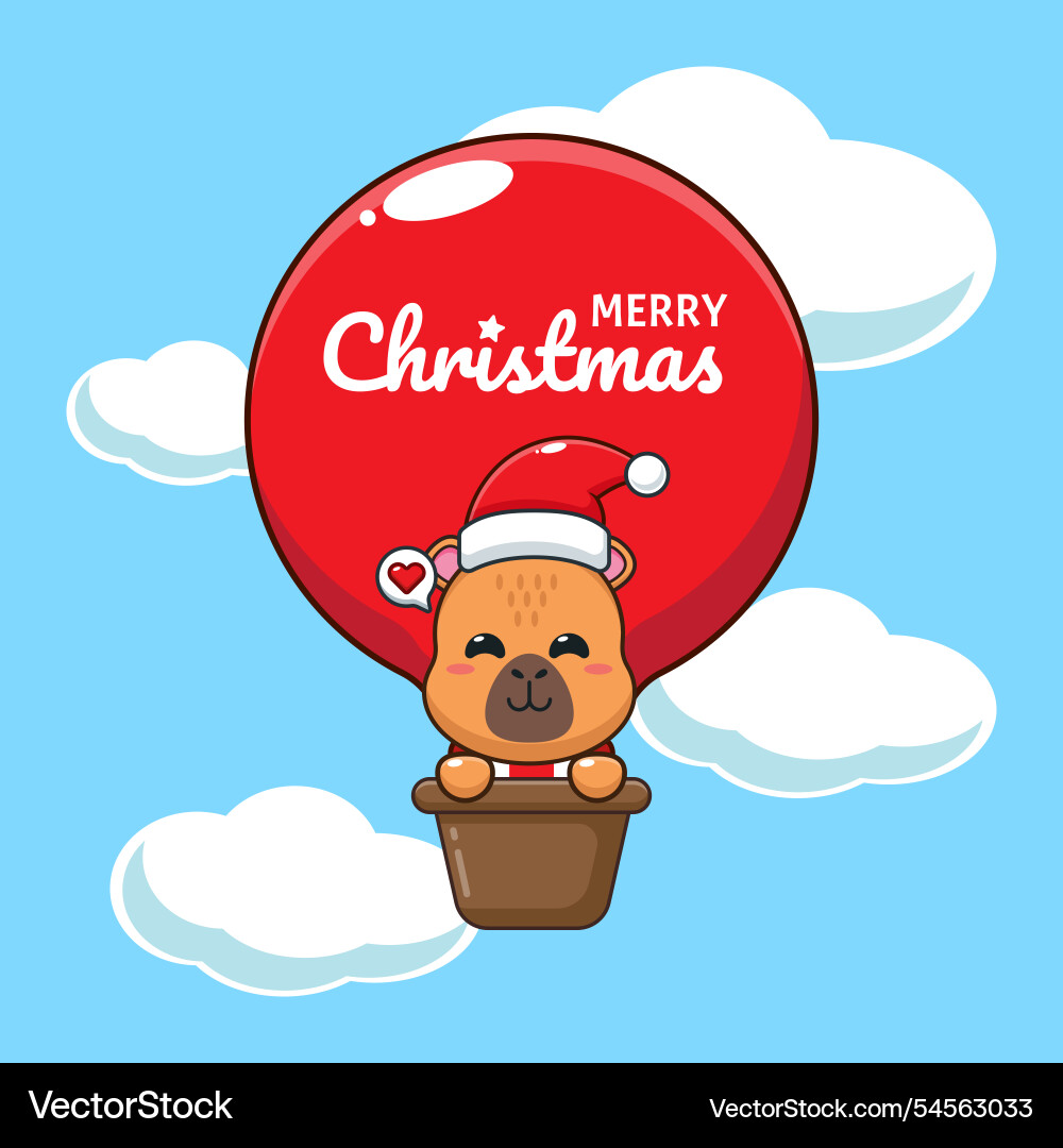 Cute capybara fly with air balloon cartoon Vector Image