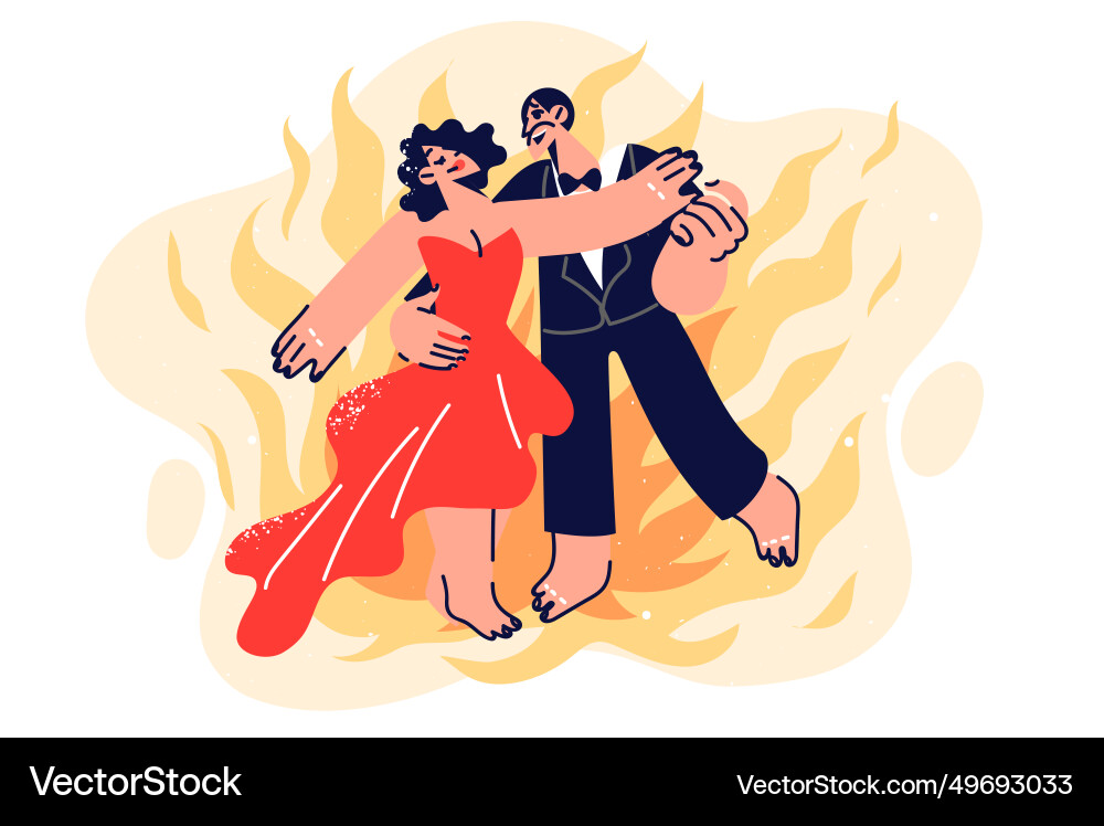 Dancing couple performs passionate salsa dance Vector Image
