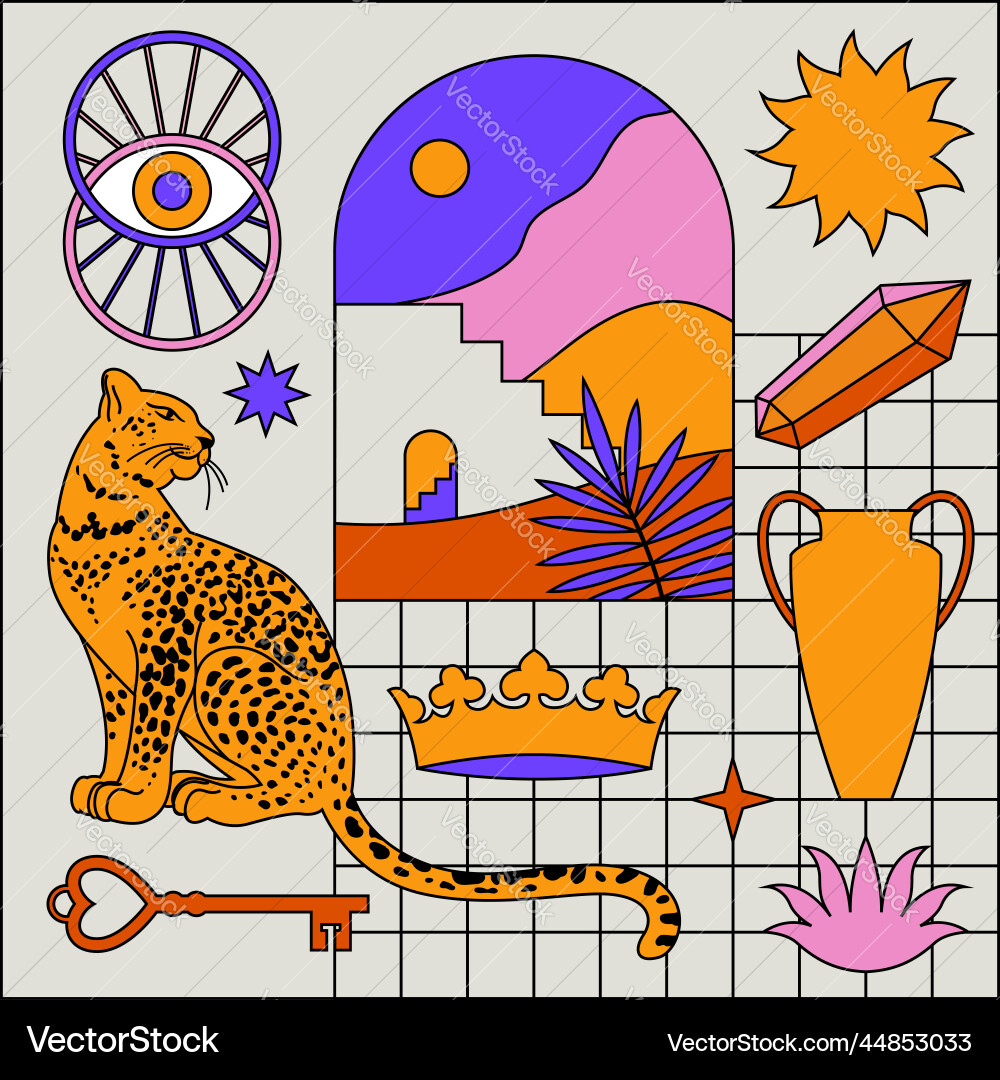 Leopard collage kit Royalty Free Vector Image - VectorStock