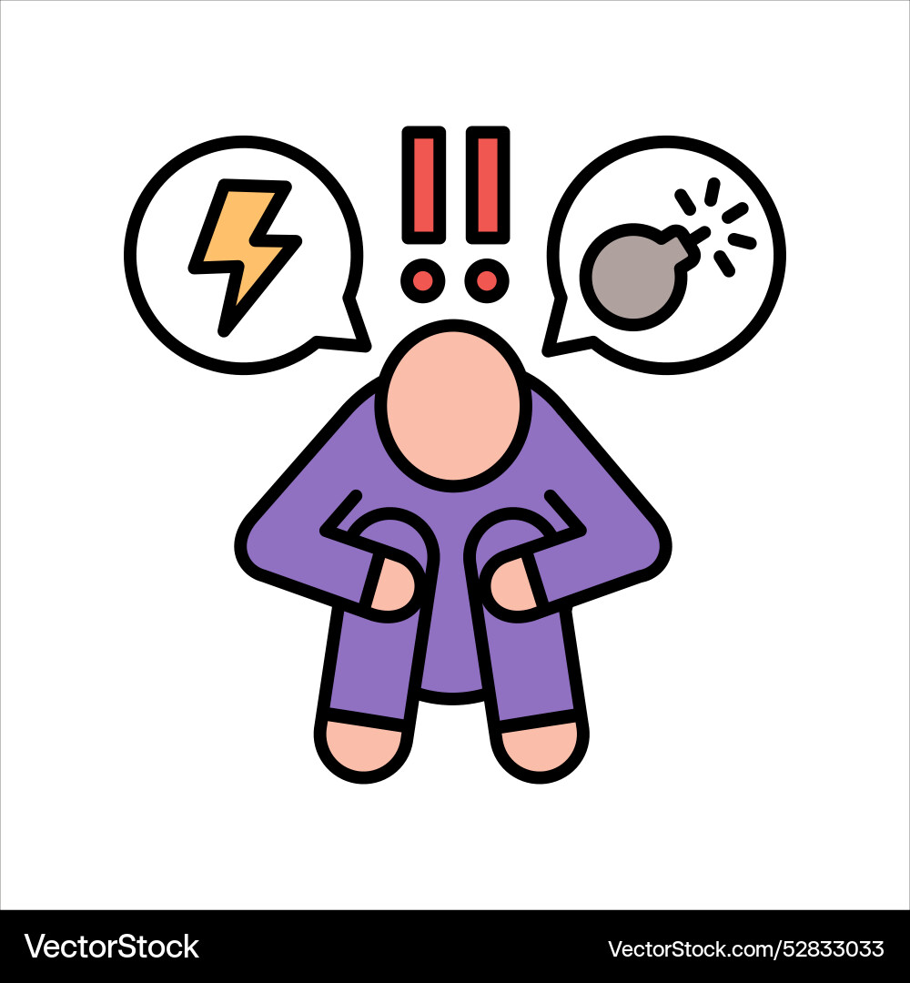 Ptsd line color icon sign for web page Royalty Free Vector