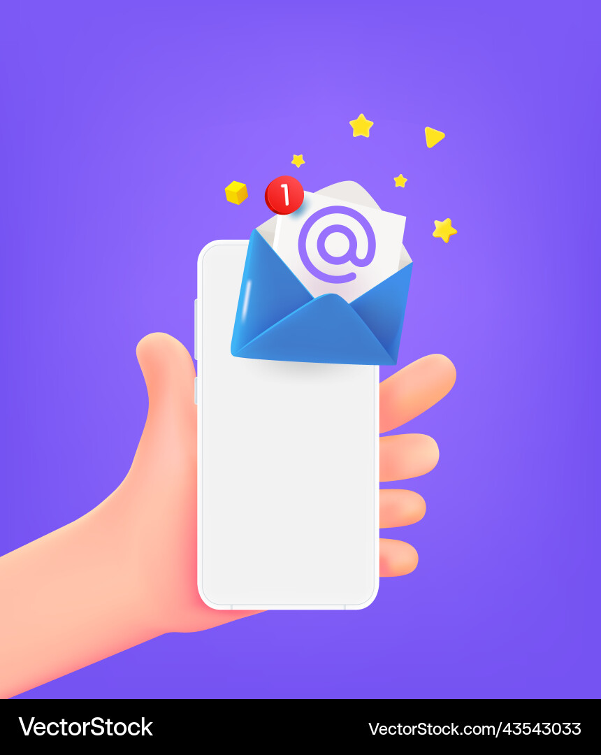 Receiving a new mail minimal style 3d Royalty Free Vector