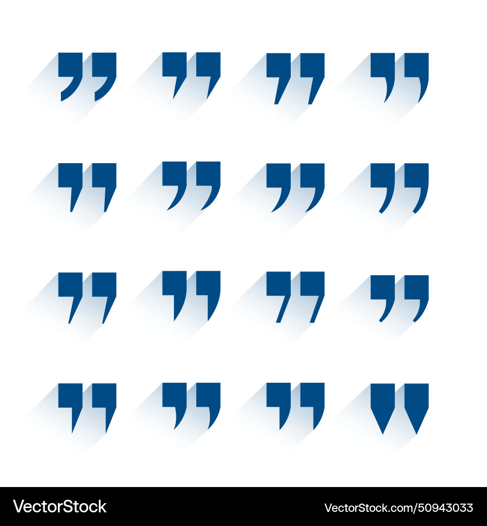 Set of simple citation comma sign background Vector Image