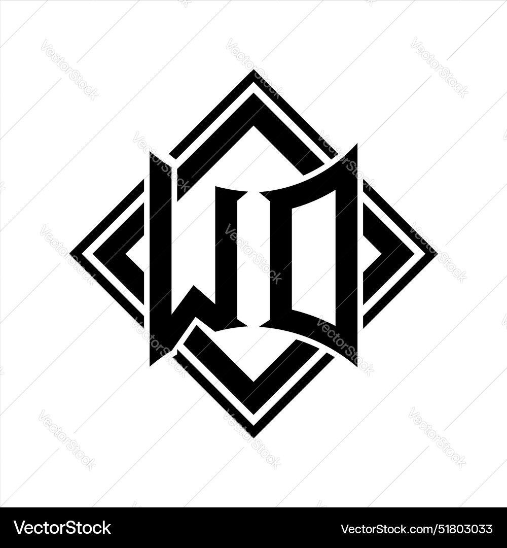 Wd letter logo with abstract shield shape Vector Image
