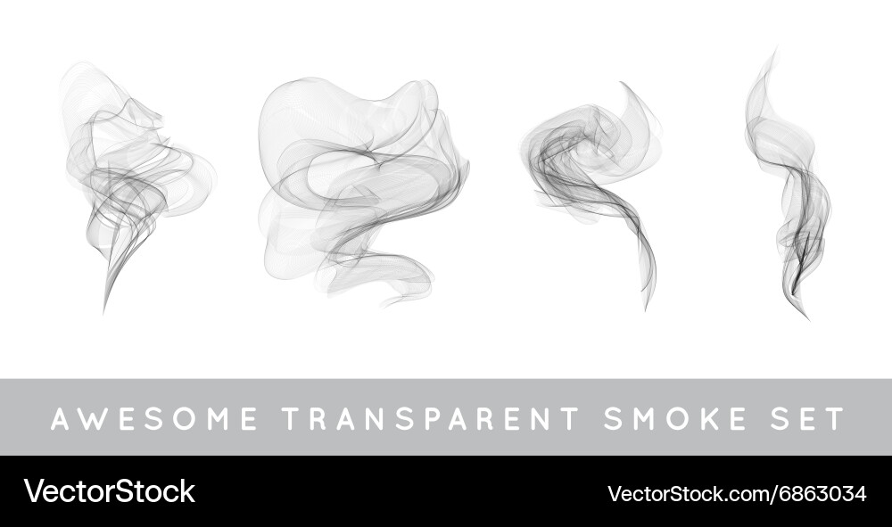Collection or set of realistic cigarette smoke Vector Image