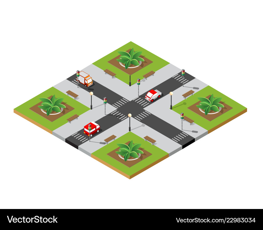 Crossroads city street Royalty Free Vector Image