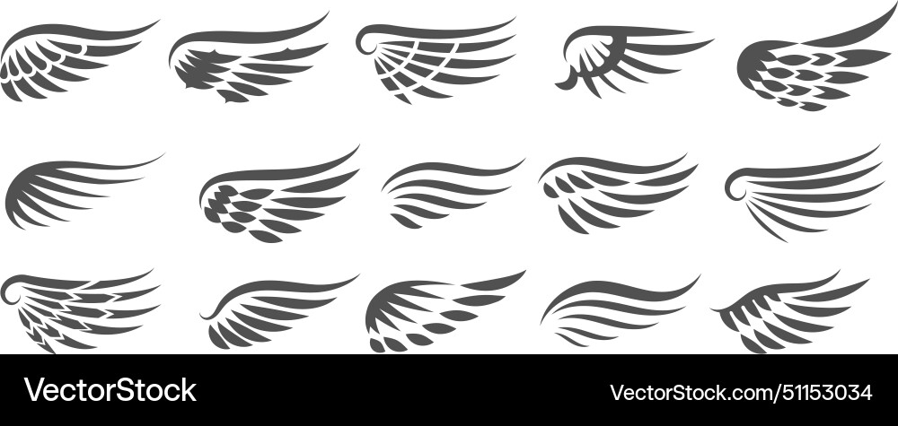 Eagle wings icon collection Royalty Free Vector Image
