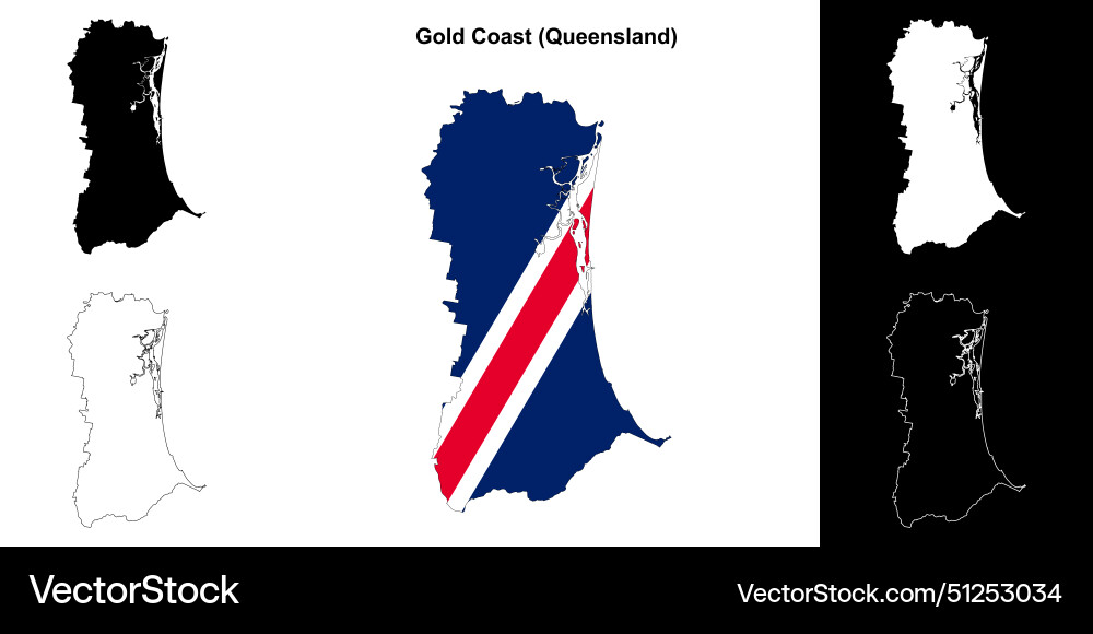 Gold coast outline map Royalty Free Vector Image