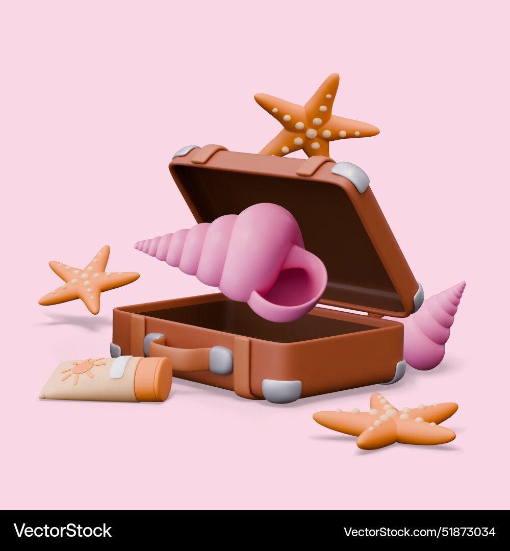 Natural souvenirs from coast realistic open Vector Image