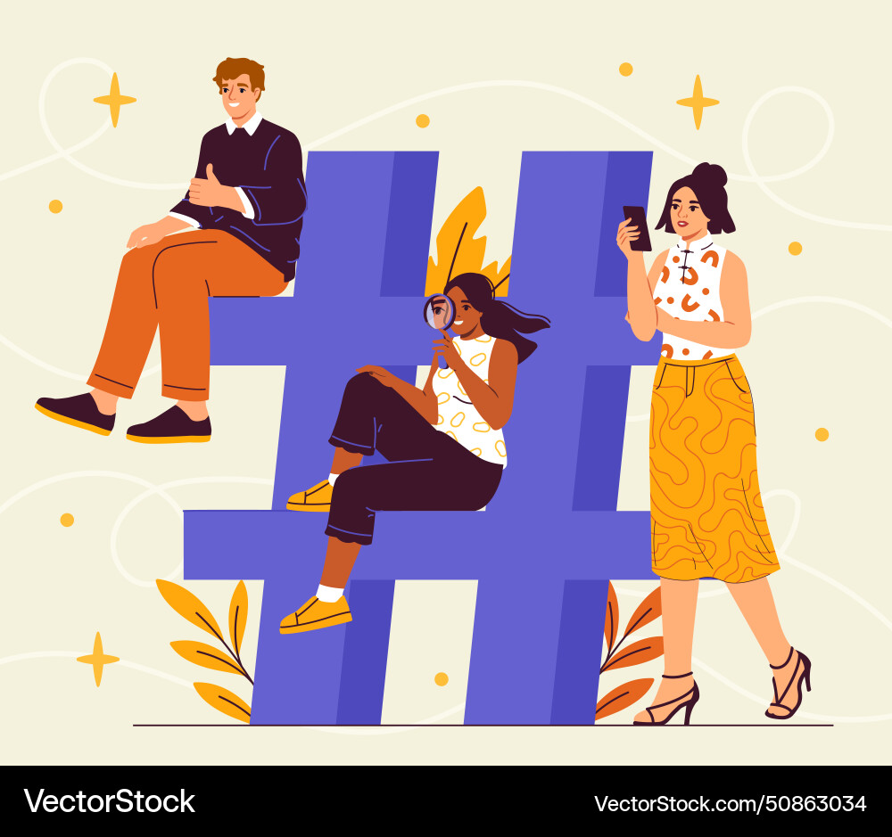 People with hashtag Royalty Free Vector Image - VectorStock