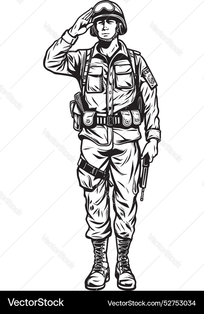 Respect rendered saluting soldier dutys honor Vector Image