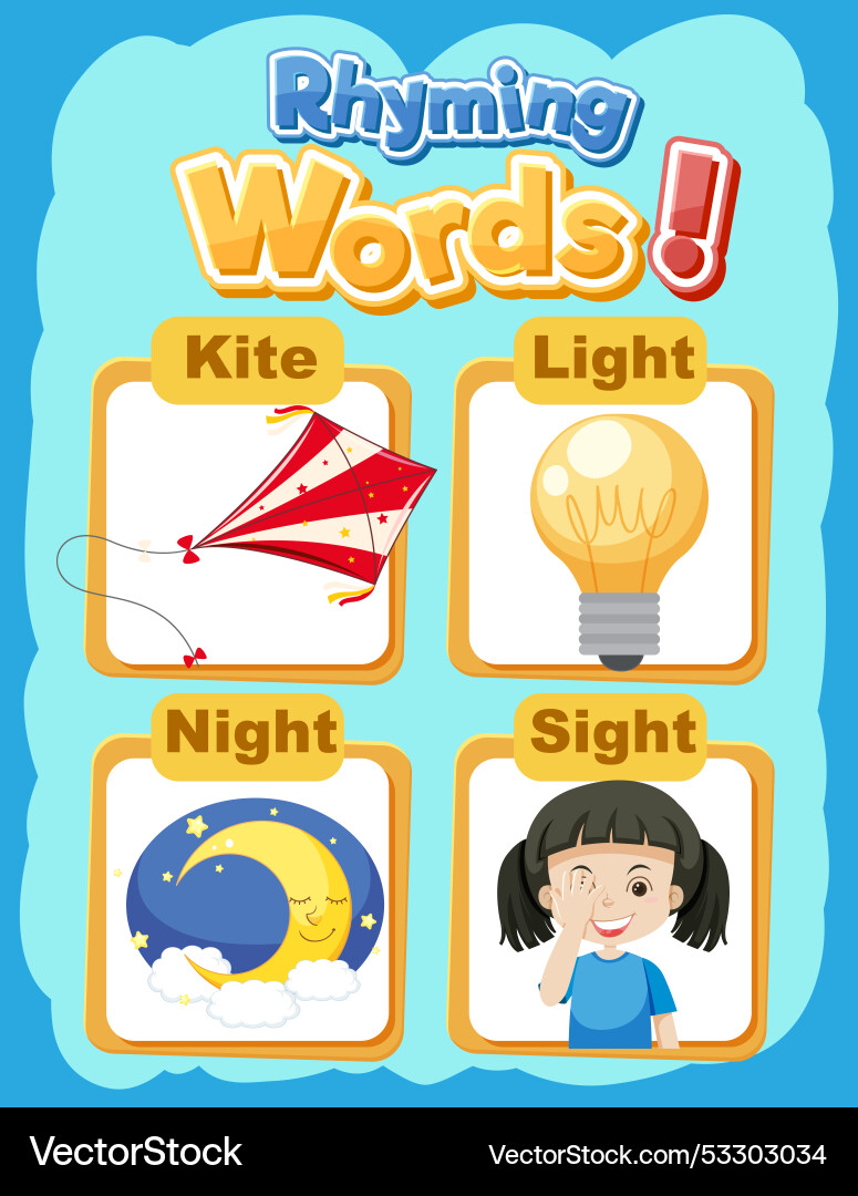 Rhyming words with images Royalty Free Vector Image