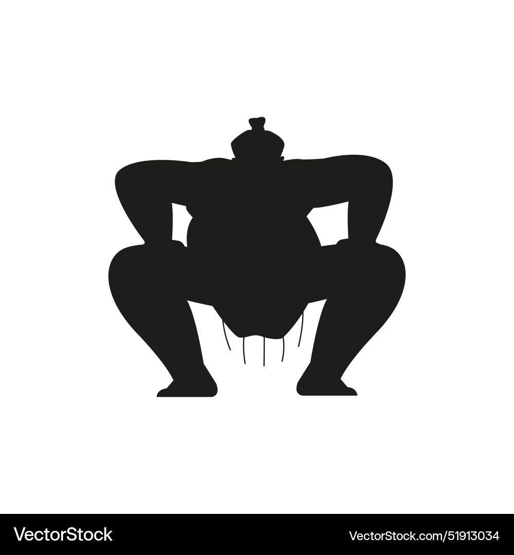 Sumo wrestler standing in crouch stance Royalty Free Vector