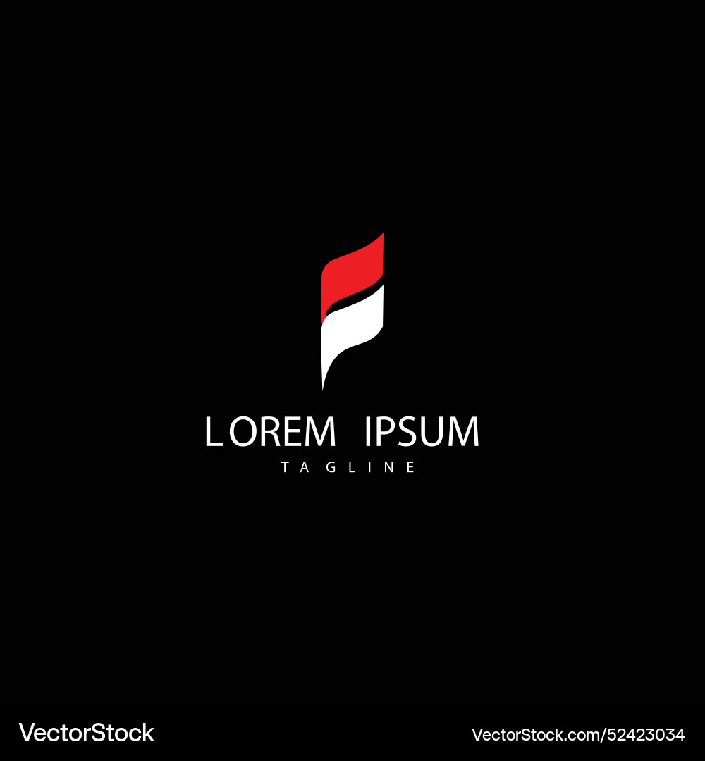 Unique f logo with form flag Royalty Free Vector Image