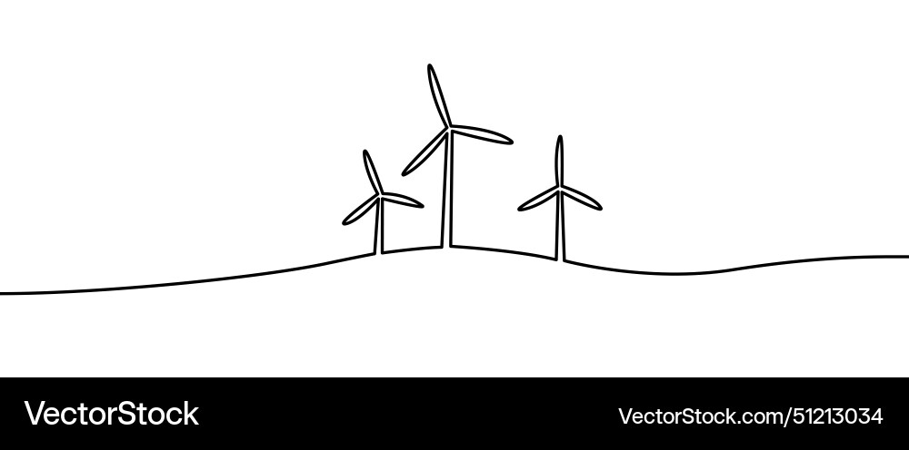 Windmills energy power generator shape drawing Vector Image