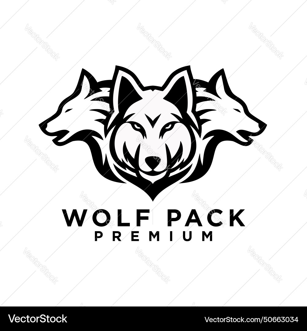 Wolf pack logo icon design Royalty Free Vector Image