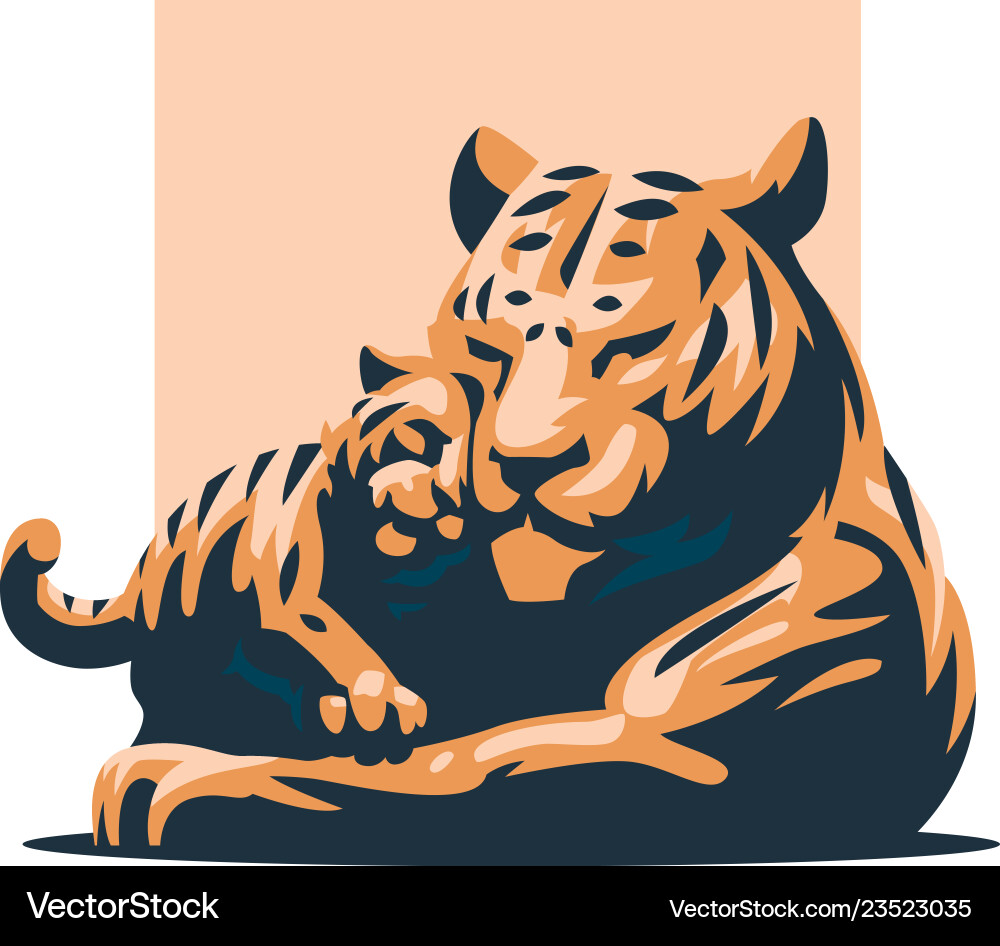 A tigress with her tiger cub Royalty Free Vector Image