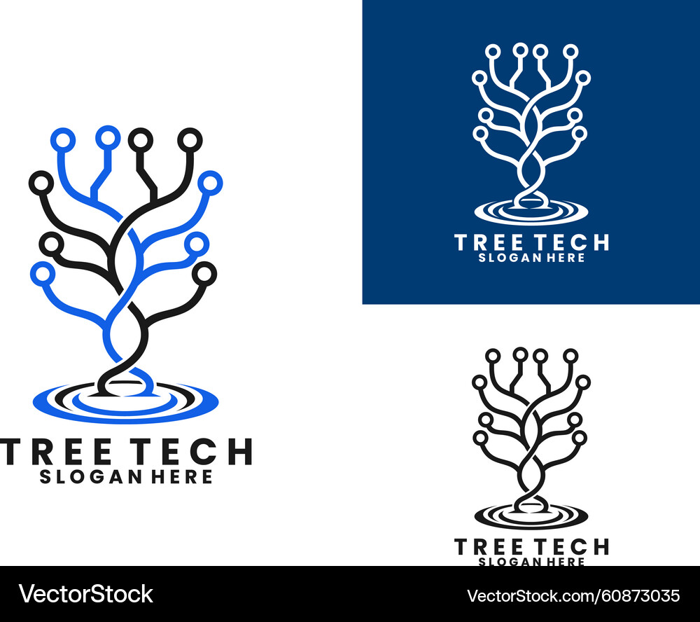 Abstract Tech Tree Logo Template – Royalty-Free Vector | VectorStock