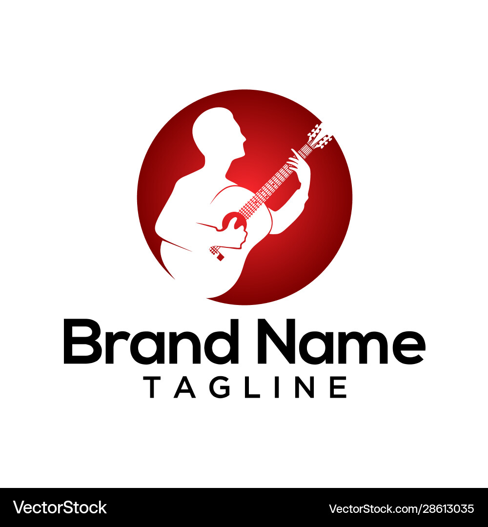 Acoustic guitarist logo template Royalty Free Vector Image
