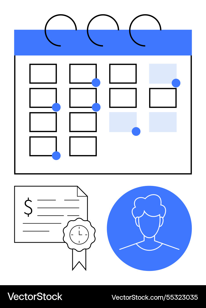 Calendar with schedule markings person icon Vector Image