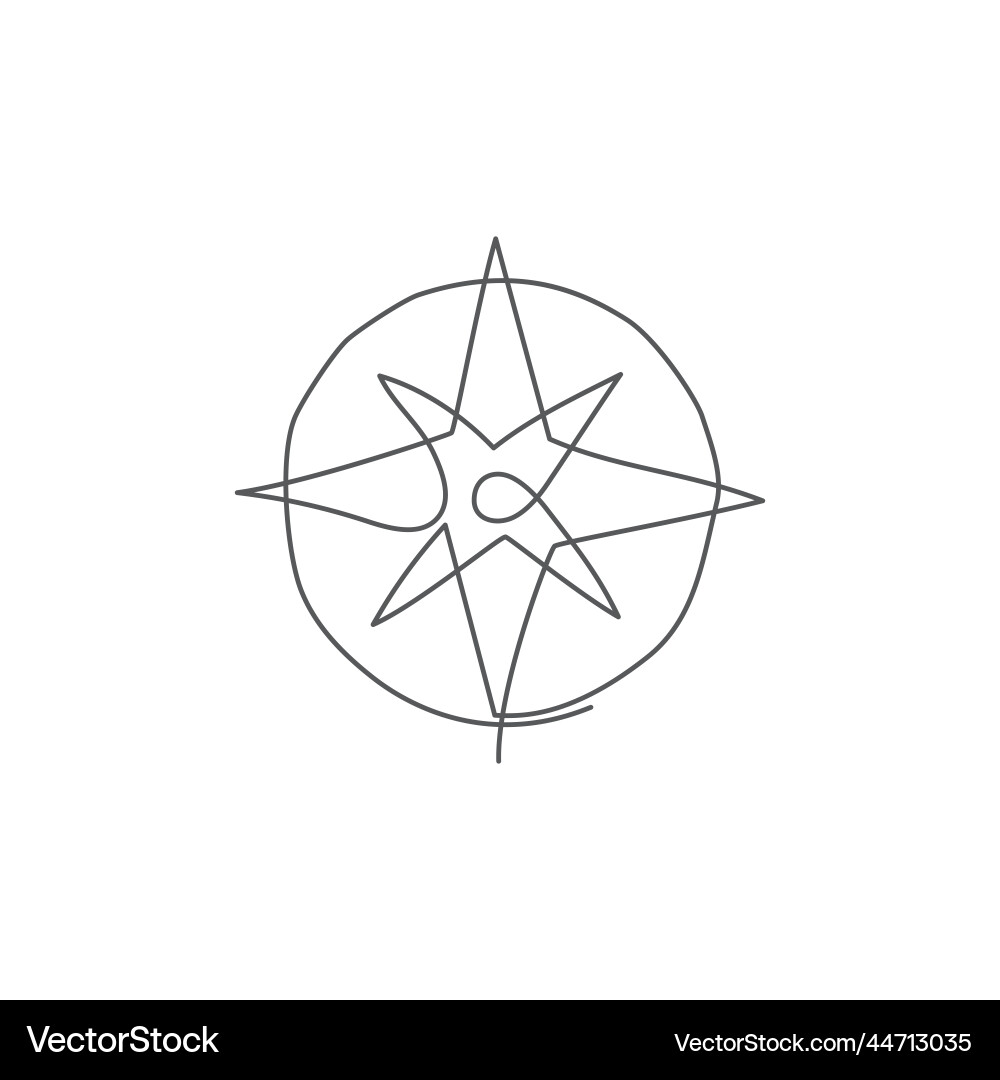 Compass one line drawing on white background Vector Image