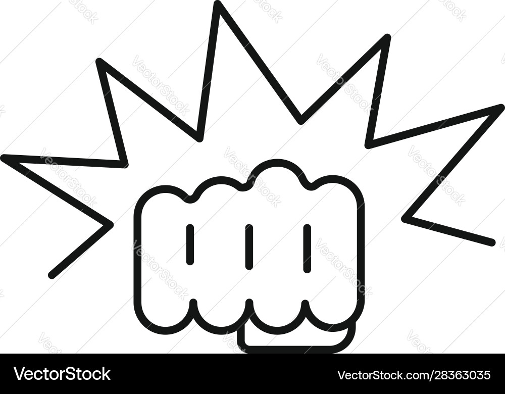 Fist violence icon outline style Royalty Free Vector Image