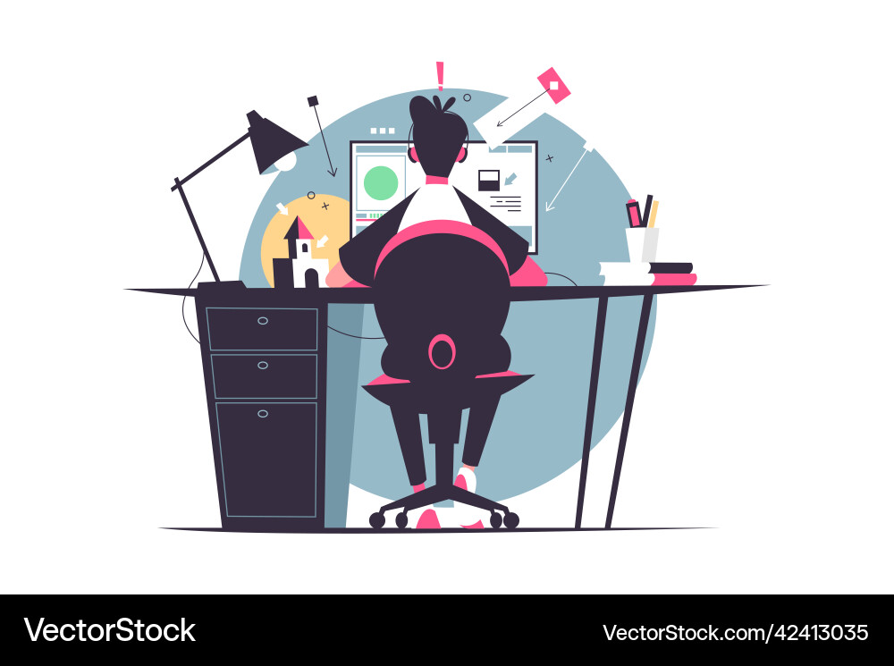 Guy student sit at desk and study Royalty Free Vector Image