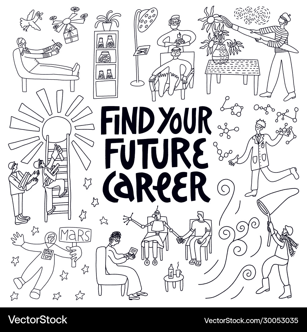 Hand drawn lettering find your future career Vector Image
