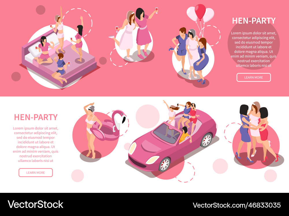 Hen party banners set Royalty Free Vector Image