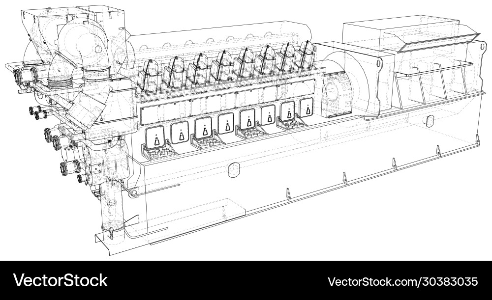 Industrial Diesel Generator Schematic Royalty Free Vector