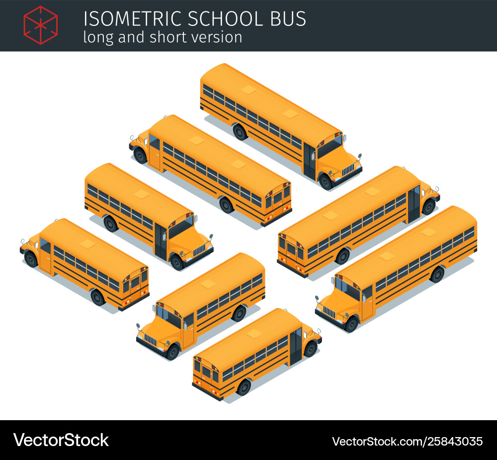 Isometrischer Schulbus Lizenzfreies Vektorbild