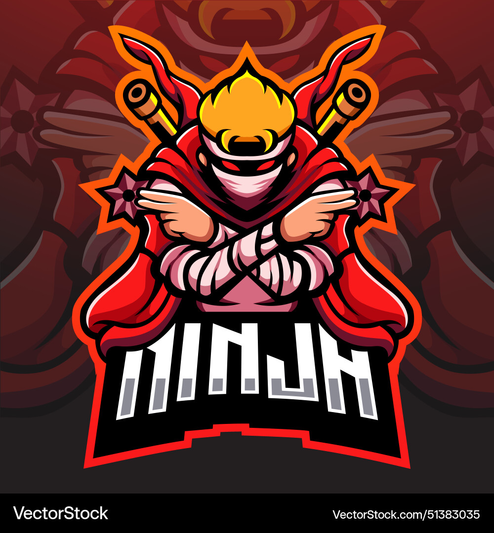 Ninja mascot e sport logo design Royalty Free Vector Image