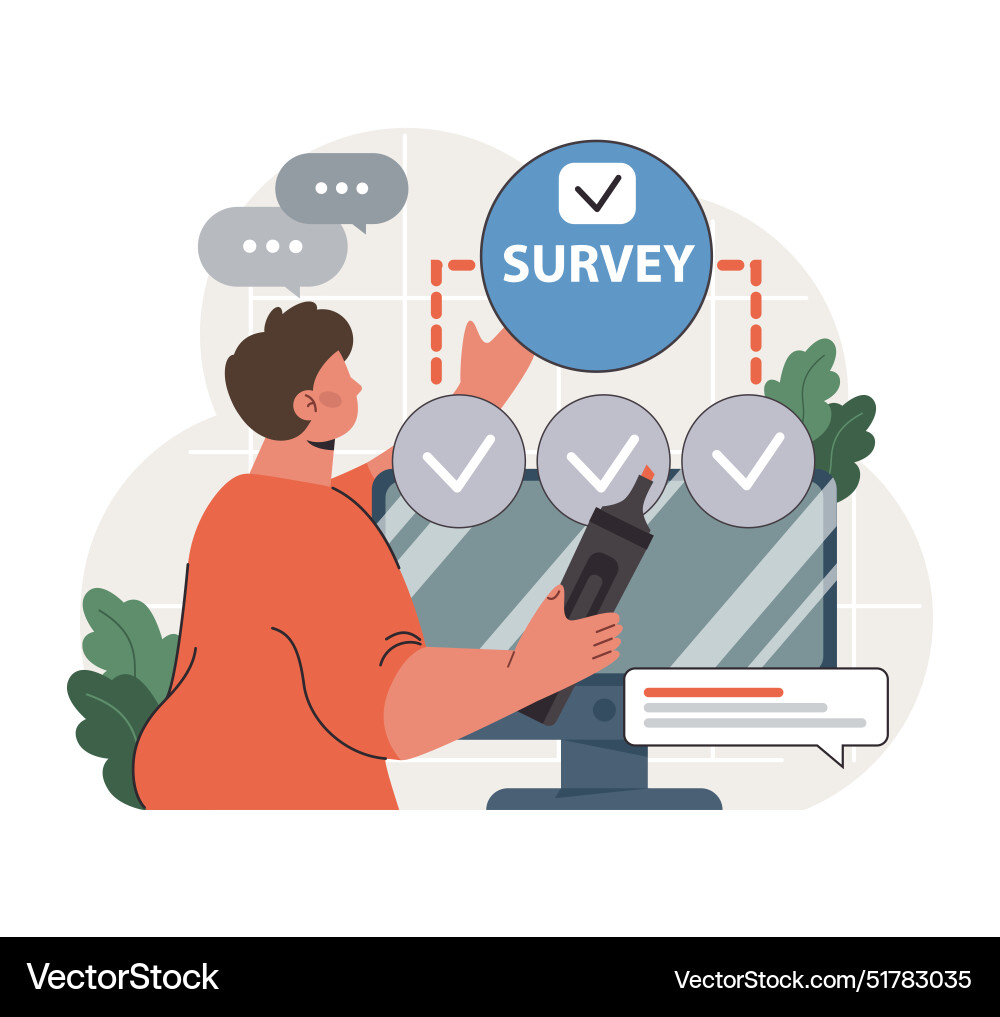 Public opinion polling male character Royalty Free Vector
