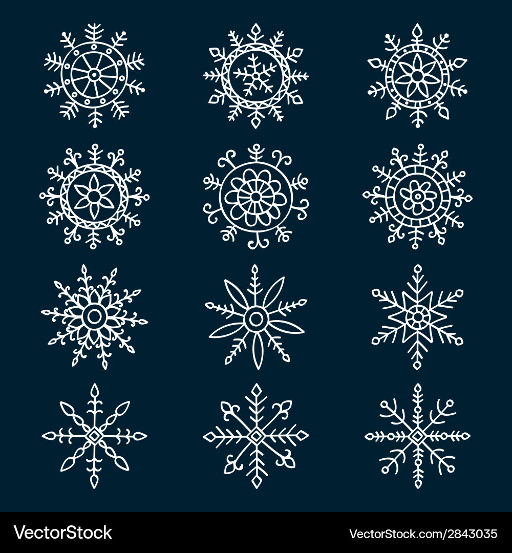 Snowflake set Royalty Free Vector Image - VectorStock