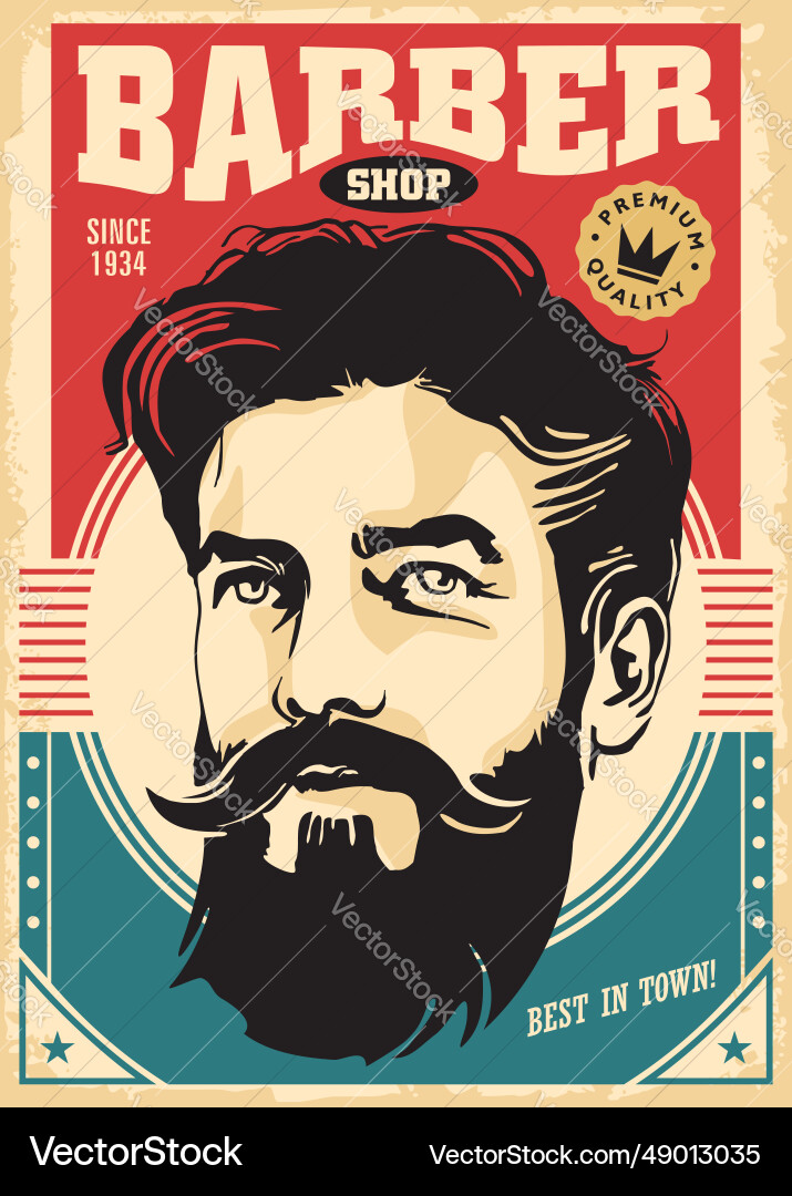Vintage barber shop poster Royalty Free Vector Image