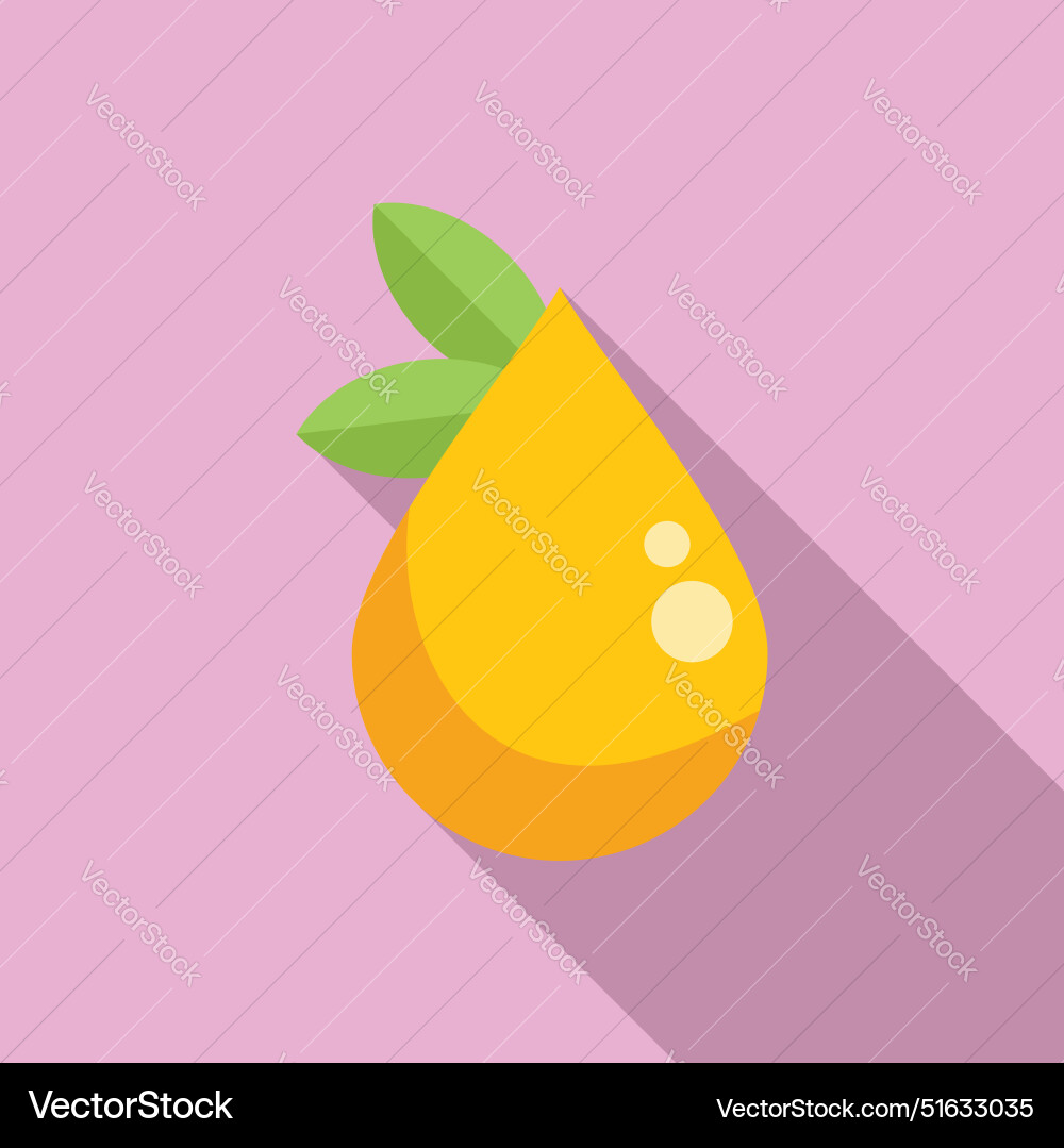 Yellow lemon juice drop falling with green leaves Vector Image