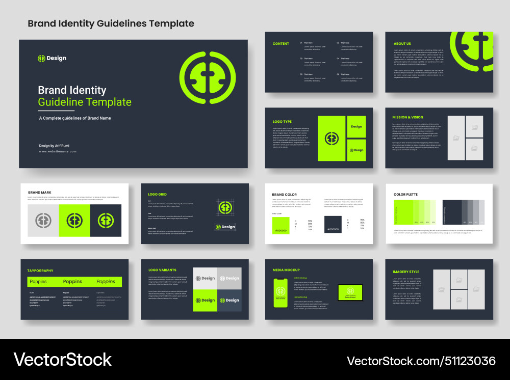 Brand guidelines presentation lauout Royalty Free Vector