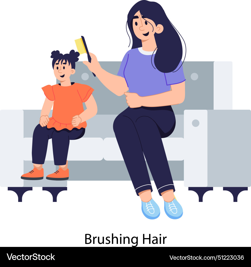 Brushing hair Royalty Free Vector Image - VectorStock