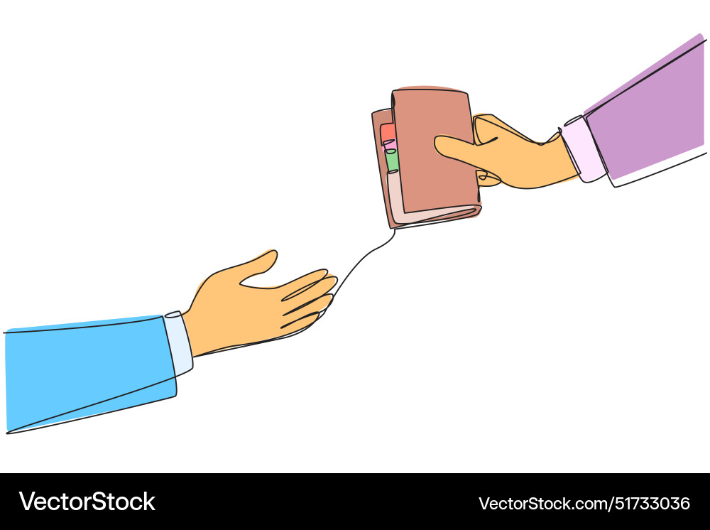 Continuous one line drawing a hand passes Vector Image