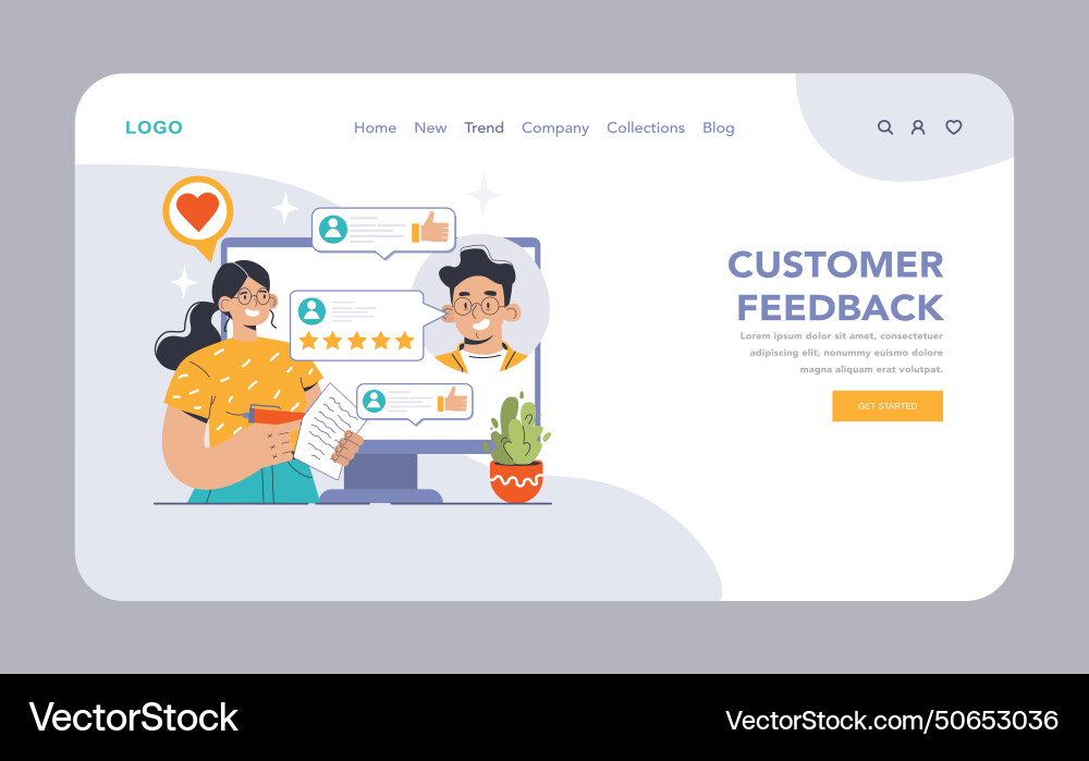 Customer feedback web banner or landing page Vector Image