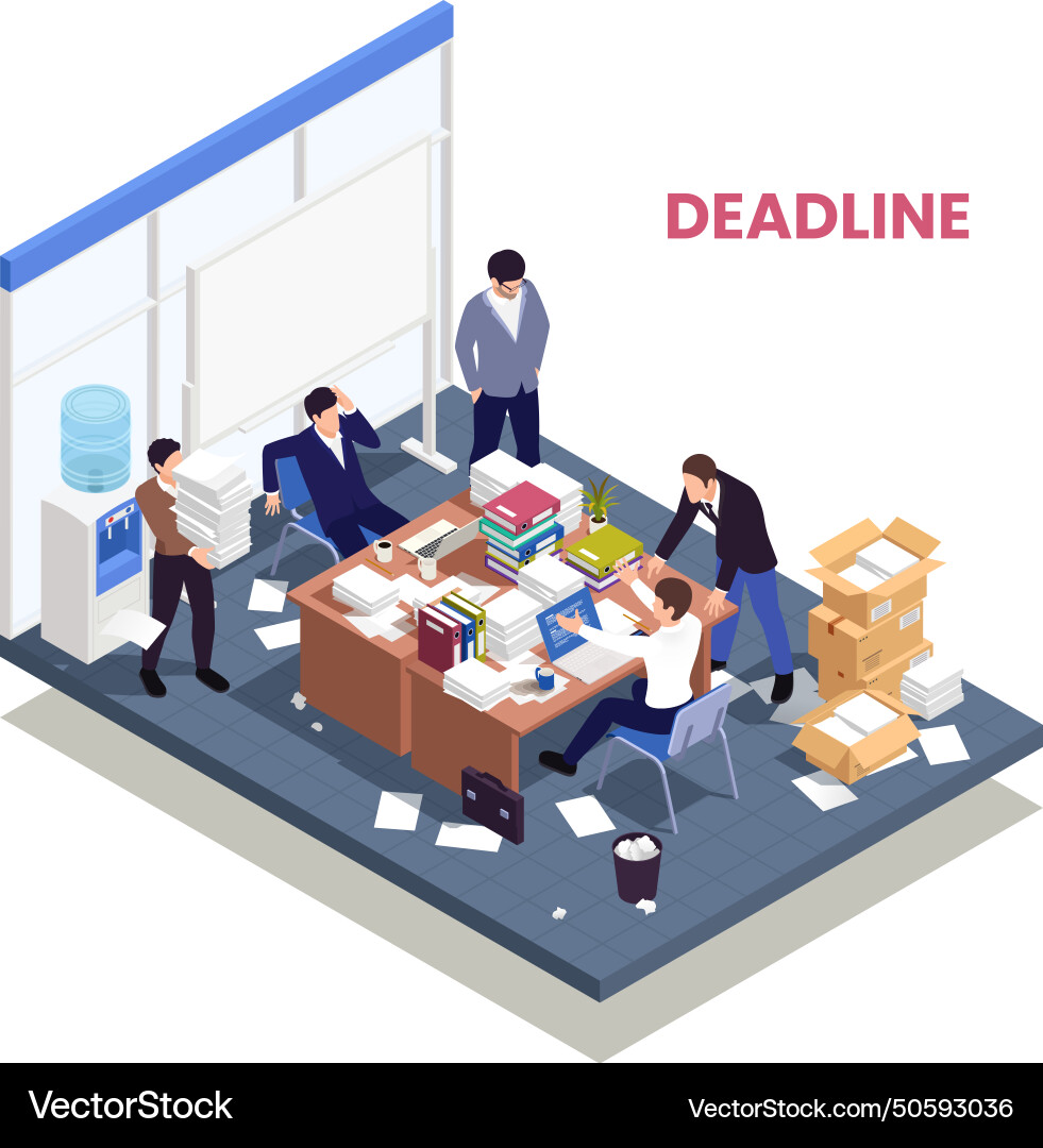 Deadline isometric composition Royalty Free Vector Image